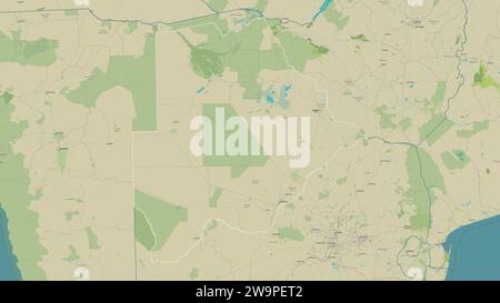 Botswana outlined on a topographic, OSM standard style map Stock Photo ...