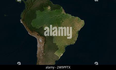 Brazil highlighted on a low resolution satellite map map with the ...