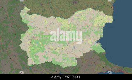 Bulgaria highlighted on a topographic, OSM France style map map with ...