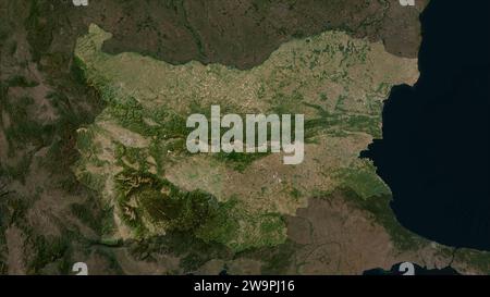Bulgaria highlighted on a low resolution satellite map map with the ...