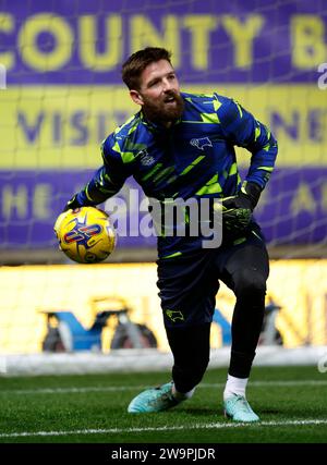 Derby County goalkeeper Josh Vickers warming up ahead of the Sky Bet ...