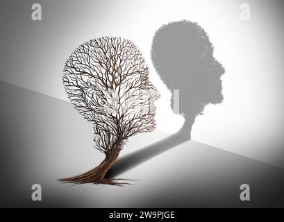 Human emotion and mood disorder as a tree shaped as two human faces ...