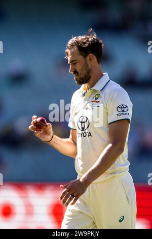 Mitch Starc of Australia in his run-up during the NRMA Insurance Ashes ...