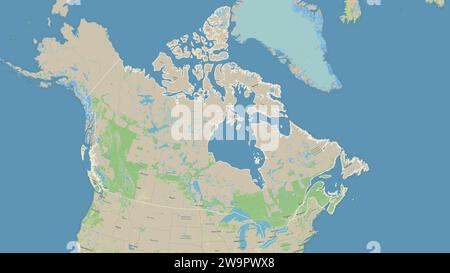 Canada outlined on a topographic, OSM France style map Stock Photo - Alamy