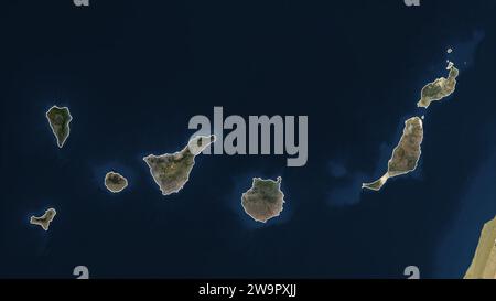 Canary Islands - Spain outlined on a high resolution satellite map ...