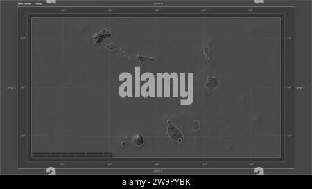Cabo Verde highlighted on a Bilevel elevation map with lakes and rivers Stock Photo - Alamy