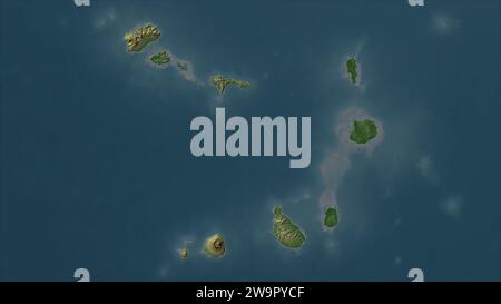 Cabo Verde highlighted on a Pale colored elevation map with lakes and rivers map with the ...