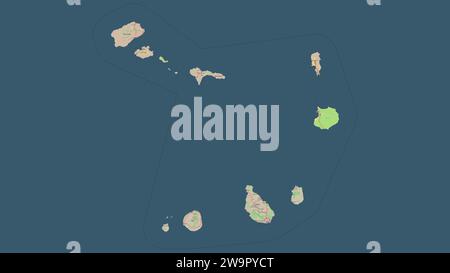 Cabo Verde highlighted on a topographic, OSM Humanitarian style map ...