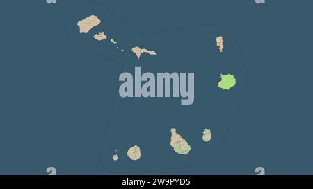 Cabo Verde highlighted on a topographic, OSM Humanitarian style map ...