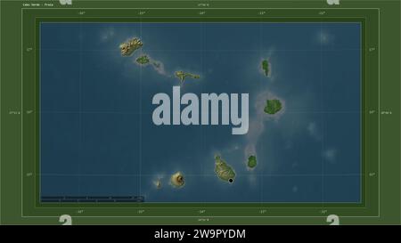 Cabo Verde outlined on a Pale colored elevation map with lakes and rivers Stock Photo - Alamy