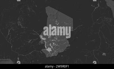 Chad highlighted on a Bilevel elevation map with lakes and rivers map ...
