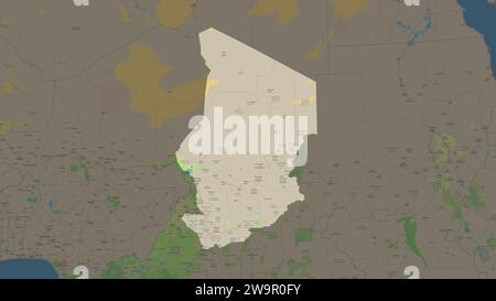 Chad highlighted on a topographic, OSM Humanitarian style map Stock ...