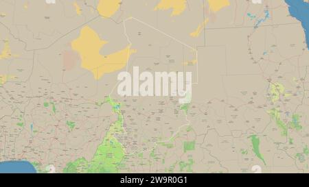 Chad outlined on a topographic, OSM France style map Stock Photo - Alamy