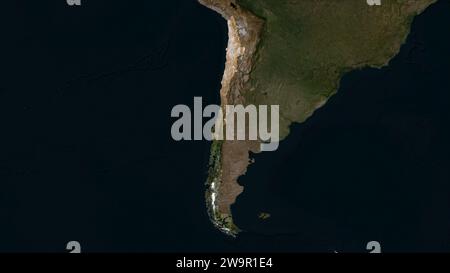 Chile highlighted on a low resolution satellite map map with the ...