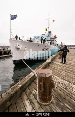 Preserved Flower-class corvette HMCS Sackville approaches her berth on ...