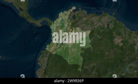Colombia highlighted on a high resolution satellite map map with the ...