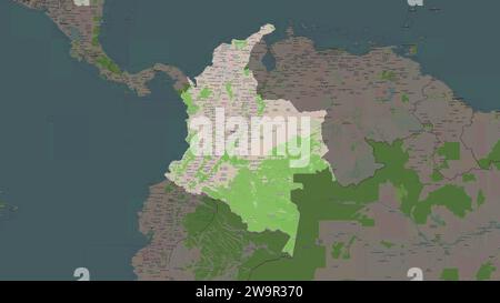 Colombia highlighted on a topographic, OSM standard style map Stock ...