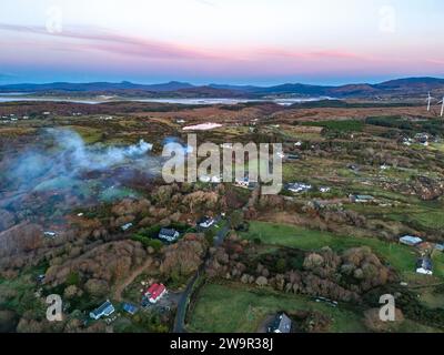Smoke over Lough Fad due to traditionally burning of waste in rural ...