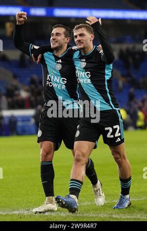 Harry Winks #8 of Leicester City celebrates with fans after the Sky Bet ...