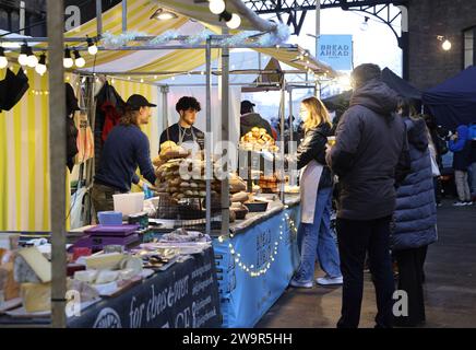 Canopy Market at Christmas time at Kings Cross, north London, UK Stock ...