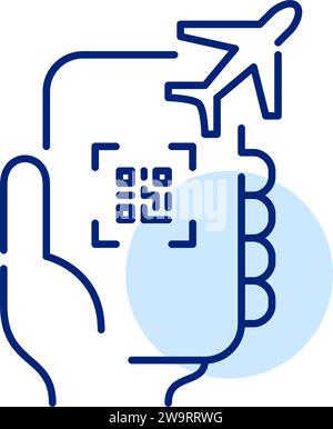 Mobile app for airplane tickets. QR code and plane. Pixel perfect icon ...
