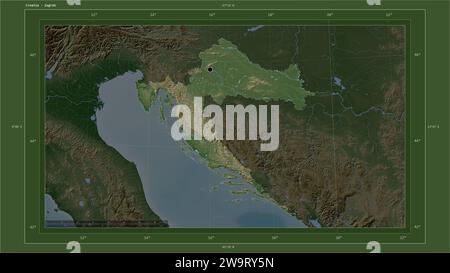 Croatia highlighted on a Pale colored elevation map with lakes and ...