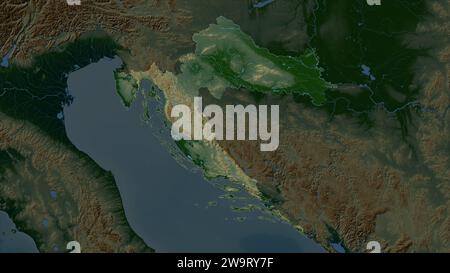 Croatia highlighted on a Colored elevation map with lakes and rivers ...