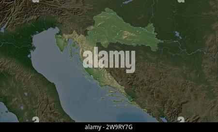 Croatia highlighted on a Pale colored elevation map with lakes and rivers map with the country's ...