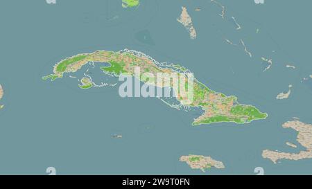 Cuba outlined on a topographic, OSM standard style map Stock Photo - Alamy
