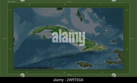 Cuba highlighted on a Colored elevation map with lakes and rivers Stock ...