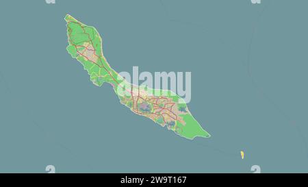 Curacao outlined on a topographic, OSM Humanitarian style map Stock ...