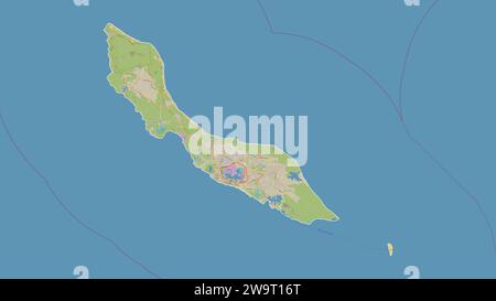 Curacao outlined on a topographic, OSM Germany style map Stock Photo ...