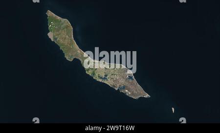 Curacao highlighted on a high resolution satellite map map with the ...