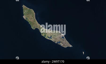 Curacao highlighted on a low resolution satellite map map with the ...