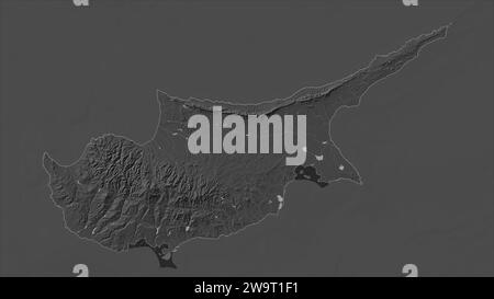 Cyprus highlighted on a Bilevel elevation map with lakes and rivers map ...