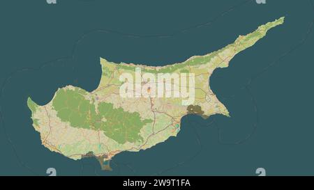 Cyprus highlighted on a topographic, OSM France style map Stock Photo ...