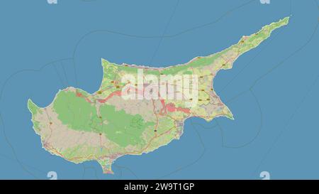 Cyprus outlined on a topographic, OSM standard style map Stock Photo ...