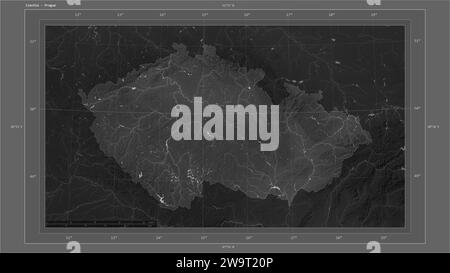 Czechia highlighted on a Grayscale elevation map with lakes and rivers Stock Photo - Alamy
