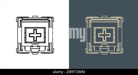 Mechanical Keyboard Switch wireframe blueprint vector illustration ...