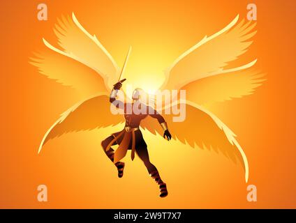 Fantasy art illustration of the Archangel with six wings holding a ...
