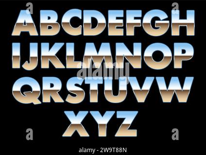 Metallic shiny fonts, chrome fonts, alphabet letters for industrial ...