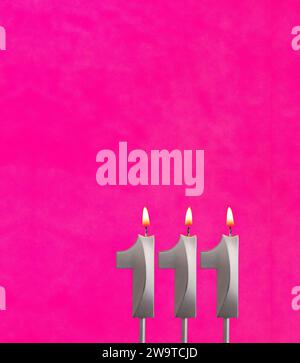 Birthday candle number 111 - Birthday celebration on yellow background ...