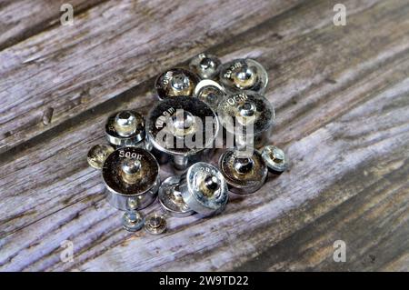 Laboratory weights and masses, used to calibrate scales or balances or ...