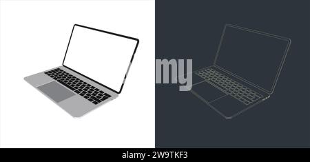 Vector modern Laptop frameless with blank screen isolated on ...