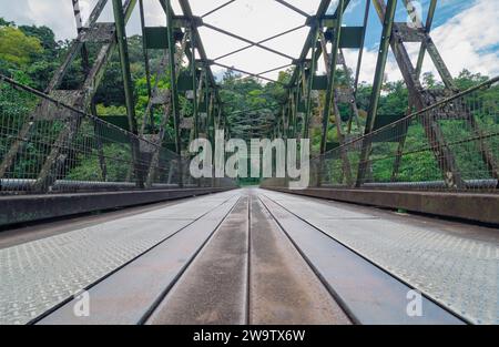 Metal suspension bridge at Grand Rivière, Martinique, French West ...