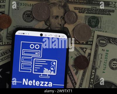 In this photo illustration, an IBM Netezza logo seen displayed on a ...
