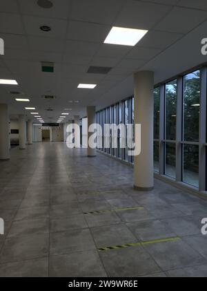 Corridor of a hospital with windows showing the outside Stock Photo - Alamy