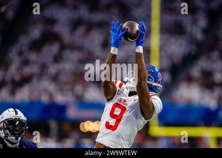 Mississippi wide receiver Tre Harris (9) runs a play during the first ...