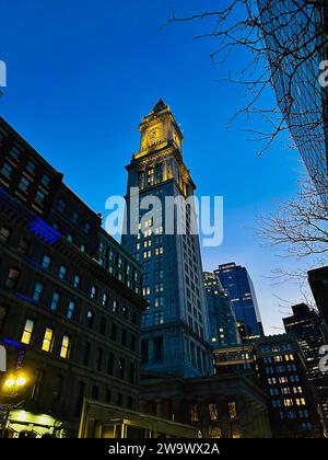 Night Lighting Up Boston and Its Skyline Stock Photo - Alamy