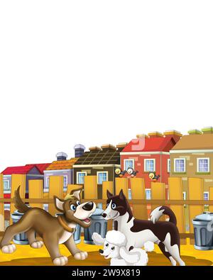 cartoon scene with dog having fun on the farm on white background ...